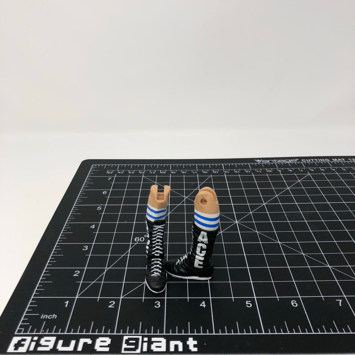 Black Boots with White And Blue Strip socks – FIGURE GIANT